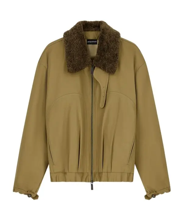 Emporio Armani Cotton Blouson Jacket With A Plush Detachable Collar