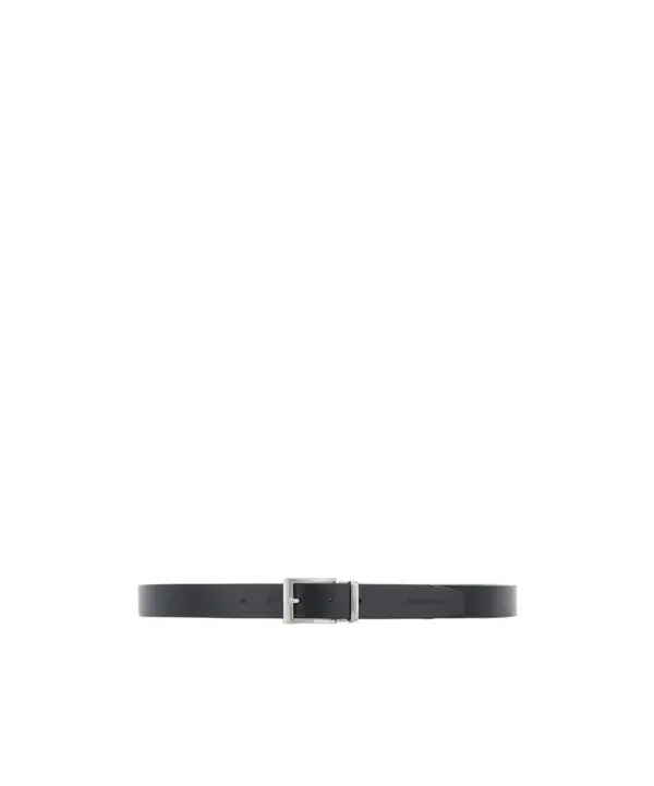 Emporio Armani Smooth Leather Tongue Belt With A Rectangular Metal Buckle