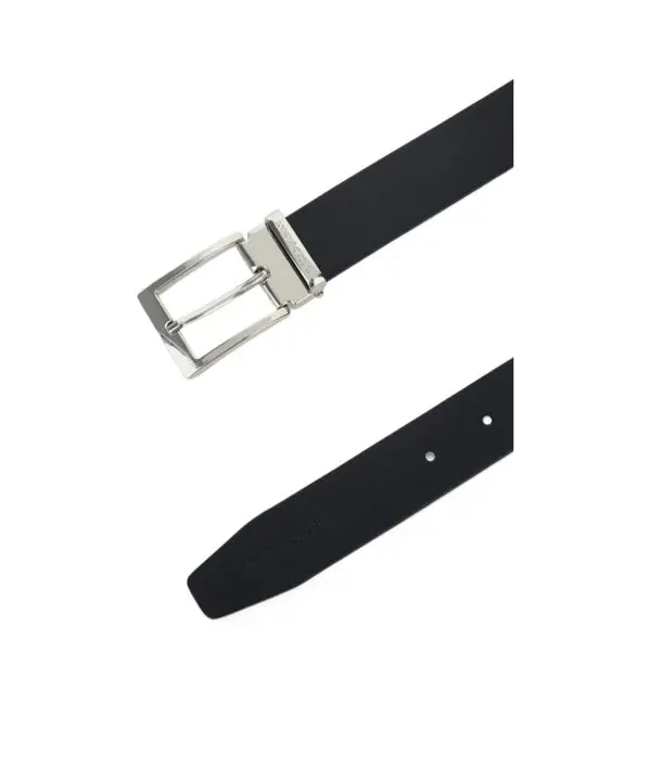 Emporio Armani Smooth Leather Tongue Belt With A Rectangular Metal Buckle