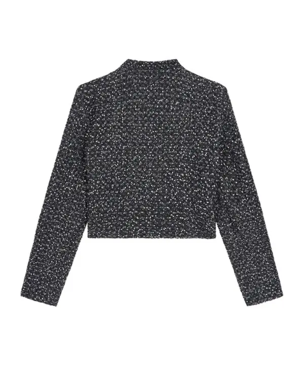 Emporio Armani Denim Blazer With Embroidered Paillettes And Front Buttons