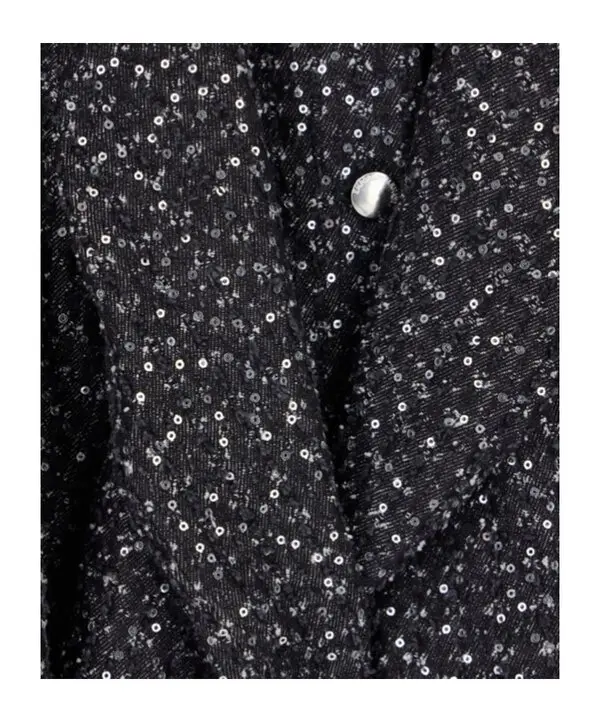 Emporio Armani Denim Blazer With Embroidered Paillettes And Front Buttons