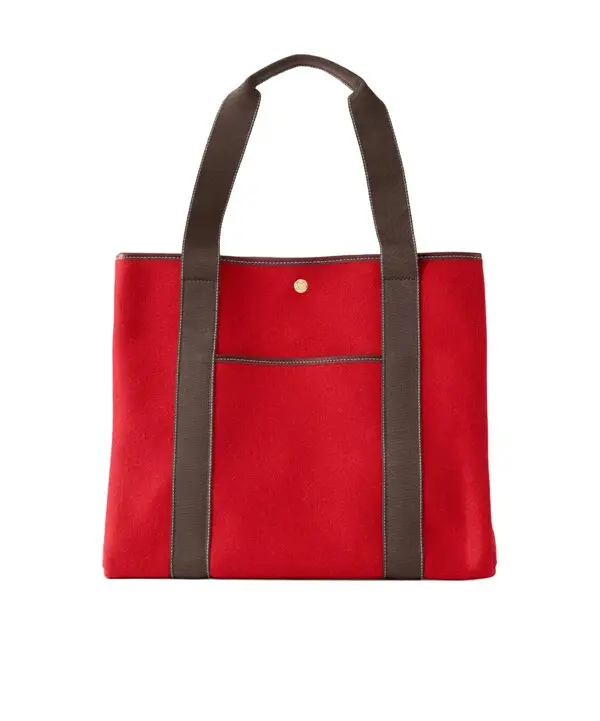 Rue De Verneuil Large Leather-trimmed Flannel Tote - Red