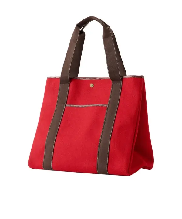 Rue De Verneuil Large Leather-trimmed Flannel Tote