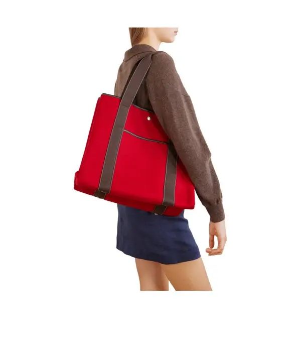 Rue De Verneuil Large Leather-trimmed Flannel Tote