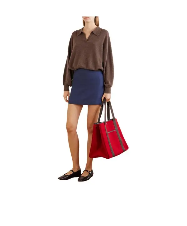 Rue De Verneuil Large Leather-trimmed Flannel Tote