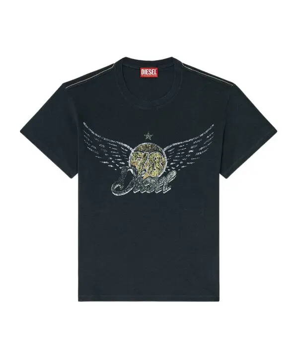 DIESEL® Cotton-hemp T-shirt With Concert Graphics