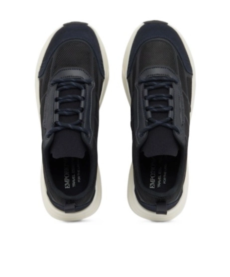 Emporio Armani Mesh And Suede Detail Lace-up Sneakers