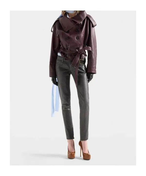 7 For All Mankind Double-breasted High-neck Leather Jacket