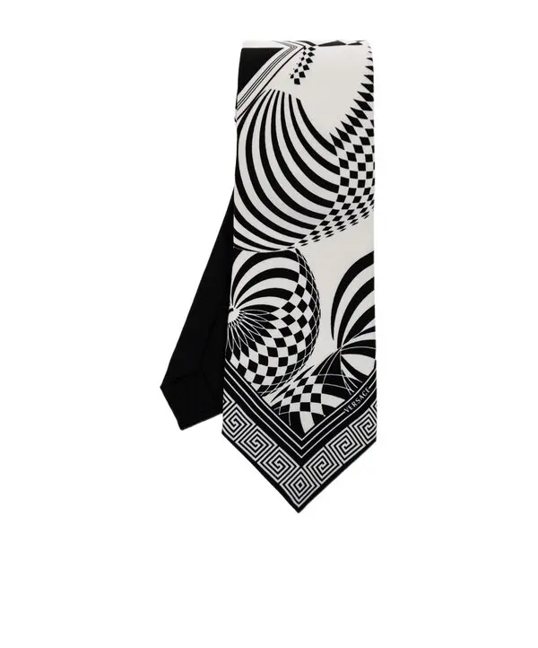 Versace Printed Silk Twill Tie - Black
