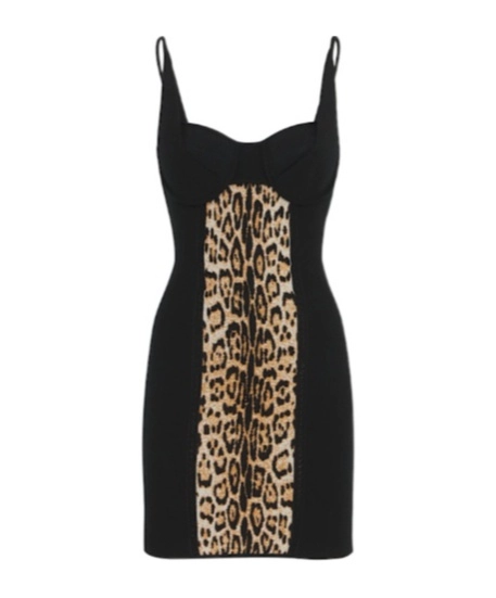 Roberto Cavalli Heart Neckline Animal Print Mini Dress