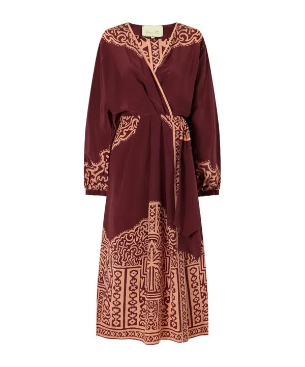 Johanna Ortiz Printed Silk Wrap Maxi Dress