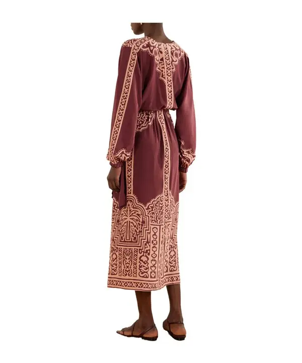Johanna Ortiz Printed Silk Wrap Maxi Dress