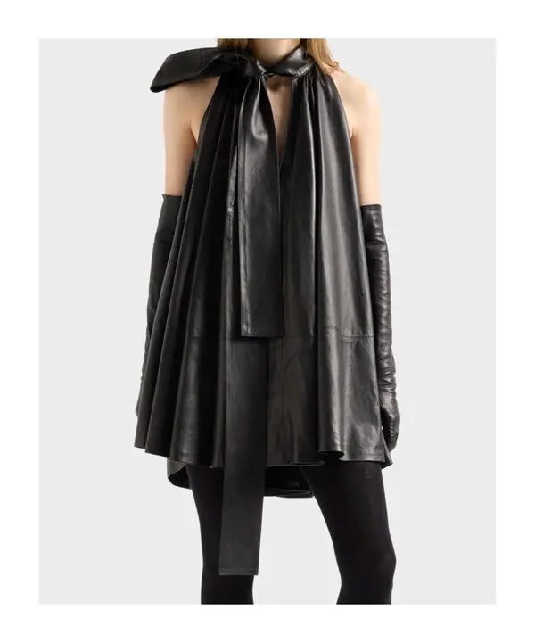 7 For All Mankind Faux Leather Ruffled Dress