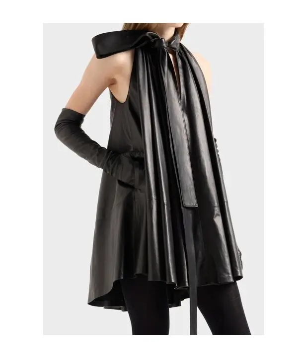 7 For All Mankind Faux Leather Ruffled Dress