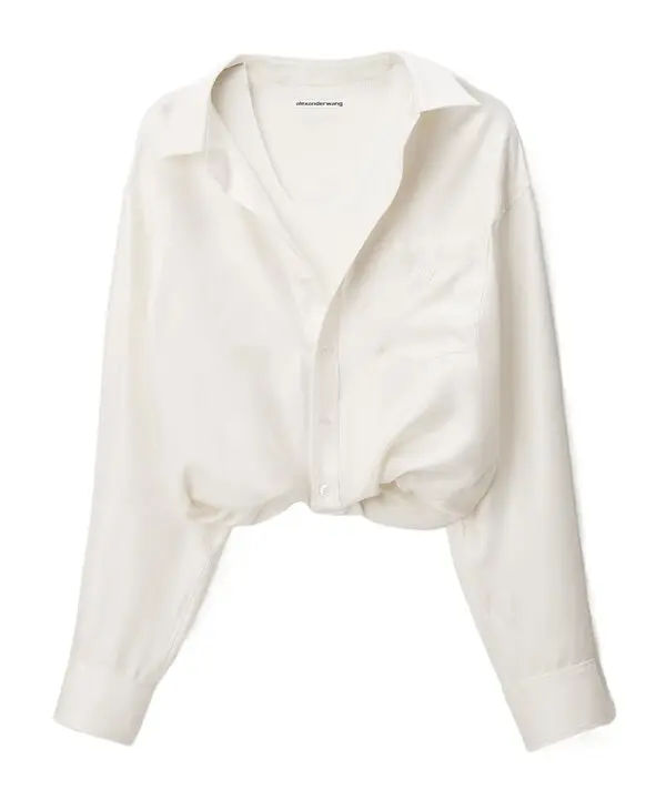Alexander Wang Silk Layered Cami Shirt Top - Ivory