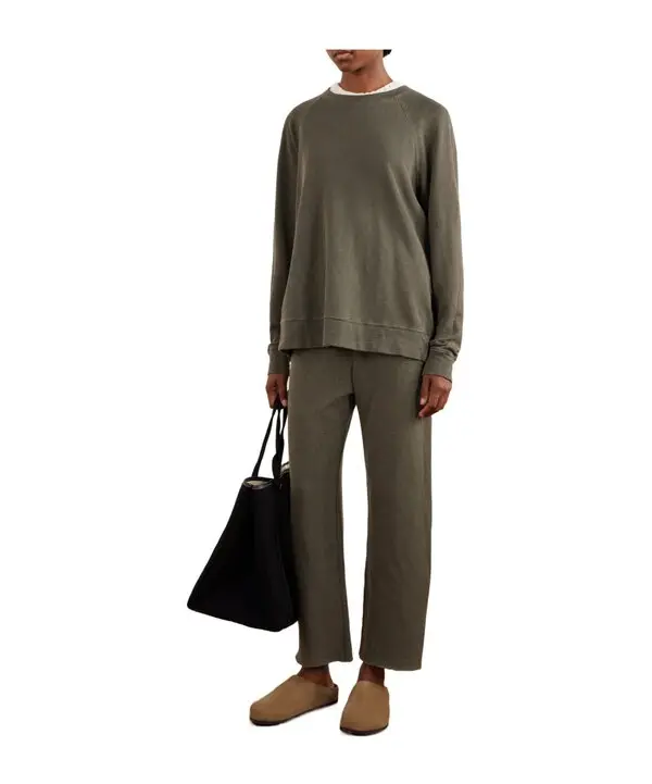JAMES PERSE Cropped Brushed Cotton-terry Track Pants