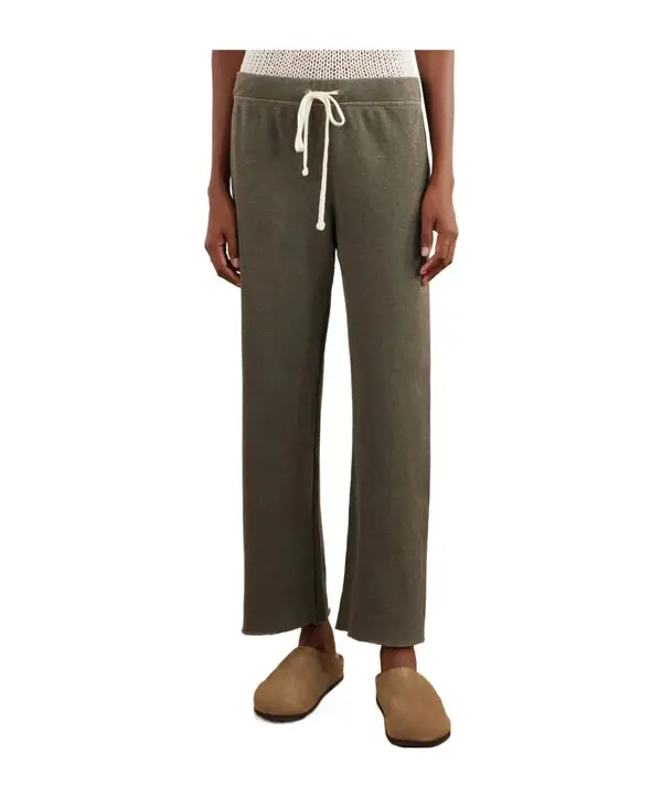 JAMES PERSE Cropped Brushed Cotton-terry Track Pants