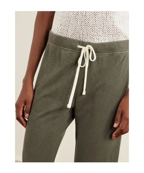 JAMES PERSE Cropped Brushed Cotton-terry Track Pants