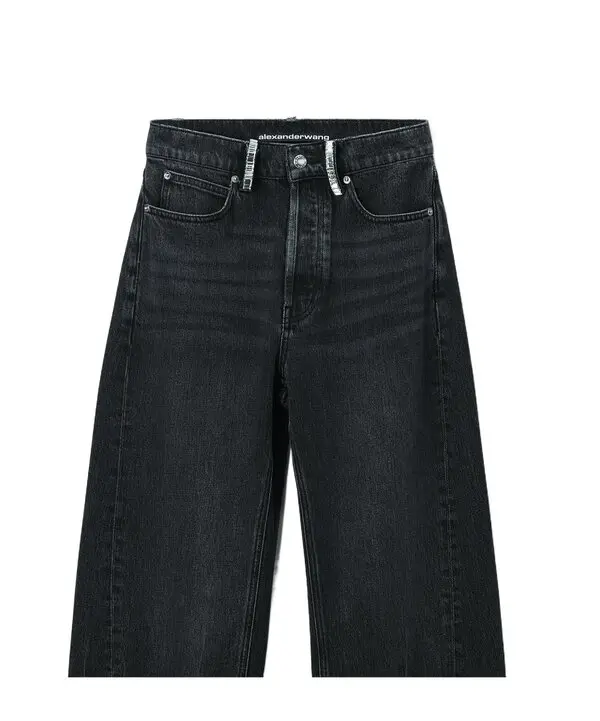 Alexander Wang Crystal Hotfix Logo Pocket Blow Up Jeans
