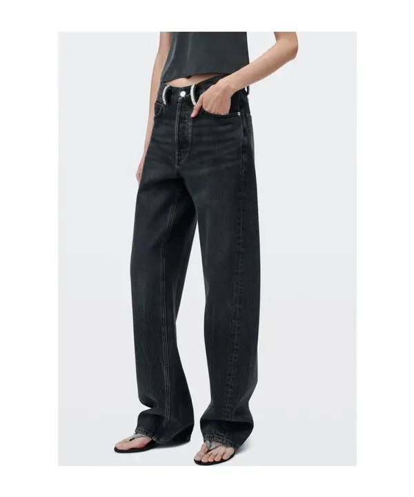 Alexander Wang Crystal Hotfix Logo Pocket Blow Up Jeans