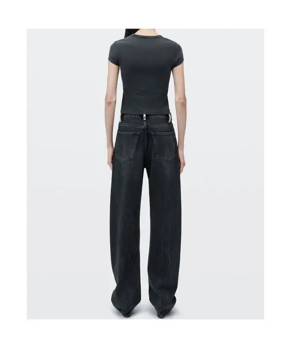 Alexander Wang Crystal Hotfix Logo Pocket Blow Up Jeans