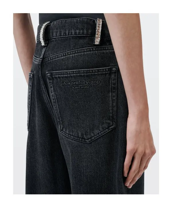 Alexander Wang Crystal Hotfix Logo Pocket Blow Up Jeans