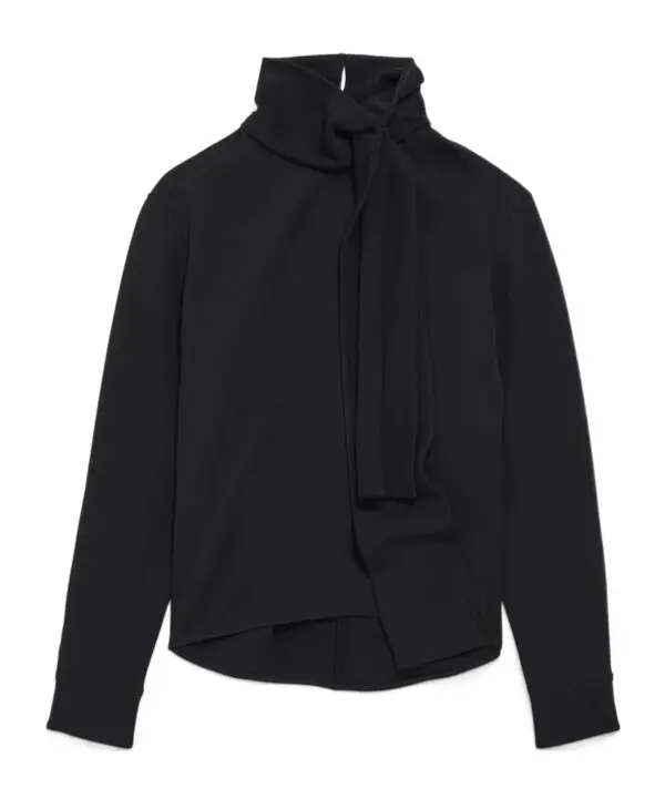 Balenciaga Silk Crepe Scarf Shirt - Black