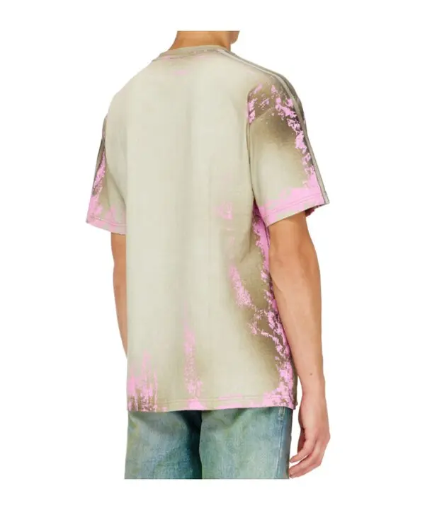 DIESEL® T-shirt In Cracked Leather-effect Jersey - Nude