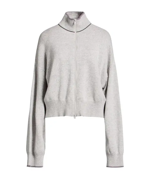 Brunello Cucinelli Highneck Zipup Sweater - White