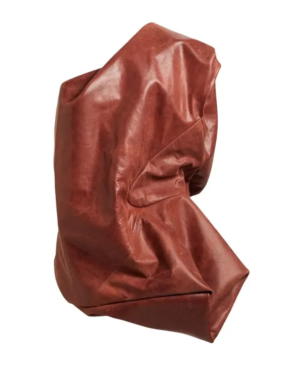 Rick Owens Oneshoulder Leather Top - Brown