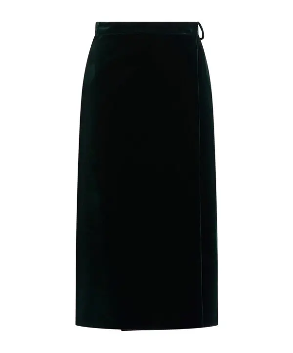Saint Laurent Solidcolor Velvet Bodycon Skirt