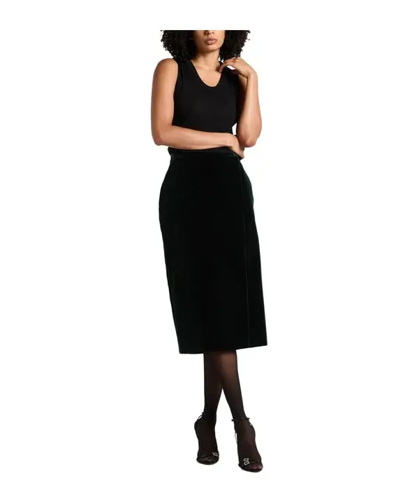 Saint Laurent Solidcolor Velvet Bodycon Skirt