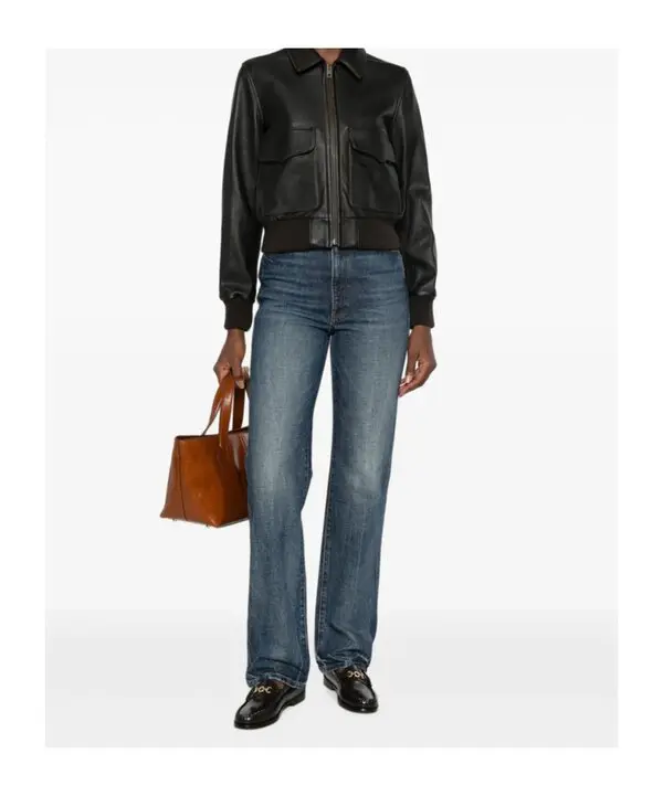 NILI LOTAN Leather Jacket With A Zipper