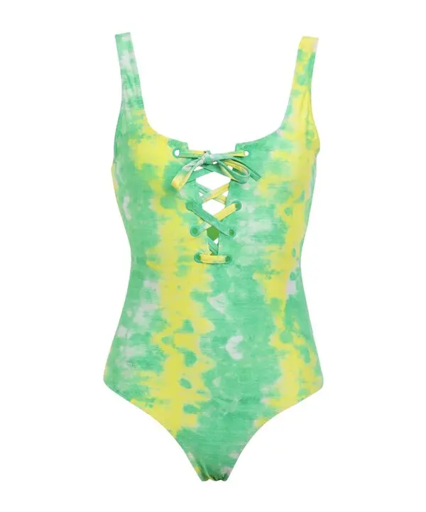 GANNI Twotone Onepiece Swimsuit - Green