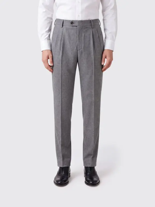 Eleventy Tailored Pleated Wool-blend Trousers - Grey