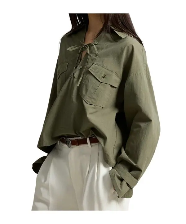 Polo Ralph Lauren Lace-up Cotton Blouse