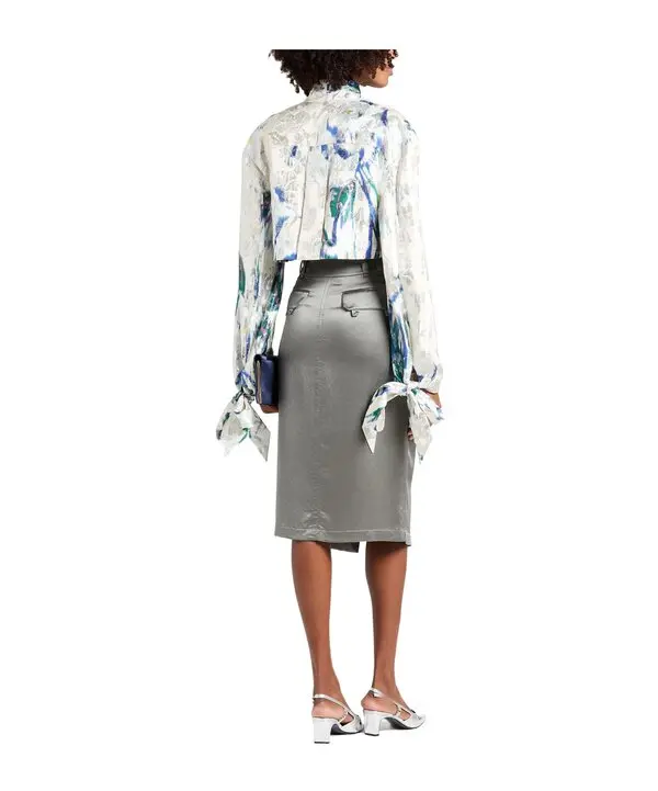 Saint Laurent Solidcolor Satin Pencil Skirt