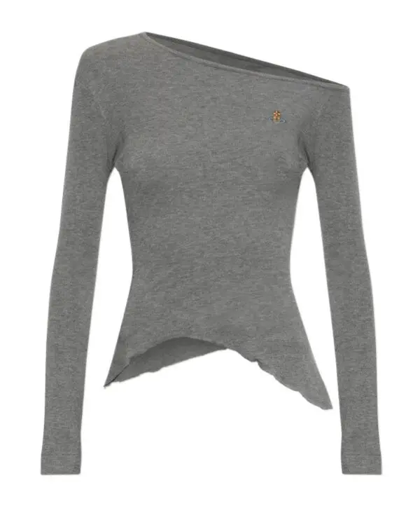 VIVIENNE WESTWOOD Stretch Rib-knit T-shirt With Asymmetrical Neckline