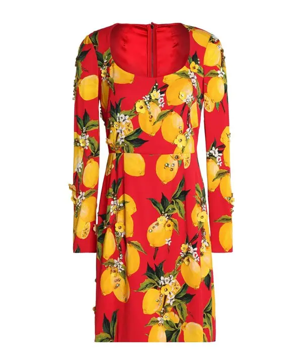 Dolce & Gabbana Floral Print Satin Dress - Red
