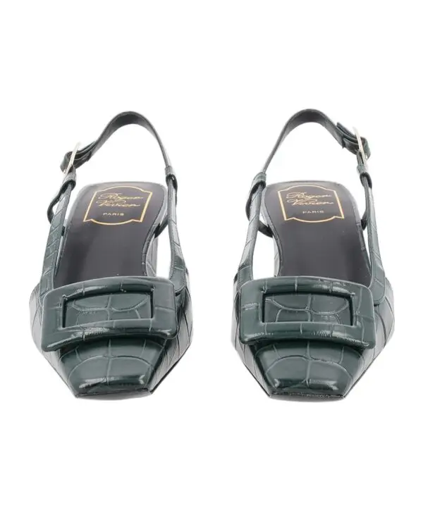 ROGER VIVIER Belle Vivier Croc-effect Slingback Pumps