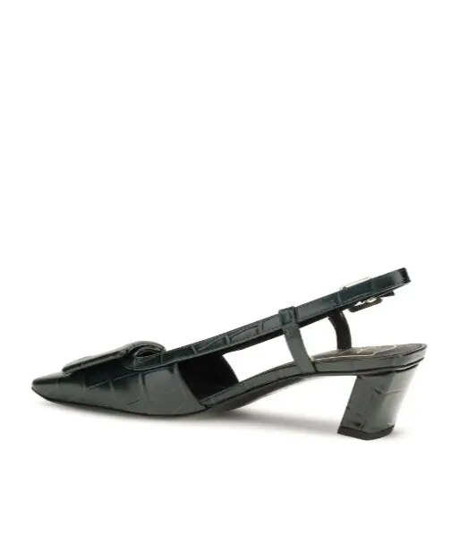 ROGER VIVIER Belle Vivier Croc-effect Slingback Pumps