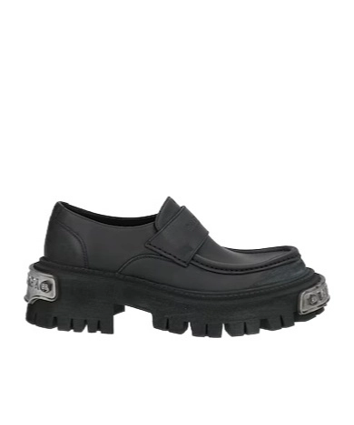 Balenciaga Minimalist Platform Leather Shoes - Black