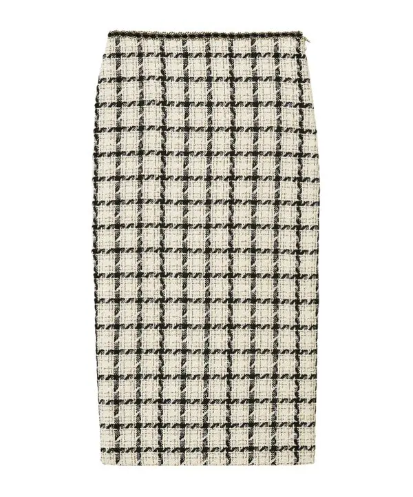 TWINSET Midi Bouclé Skirt With Check Pattern
