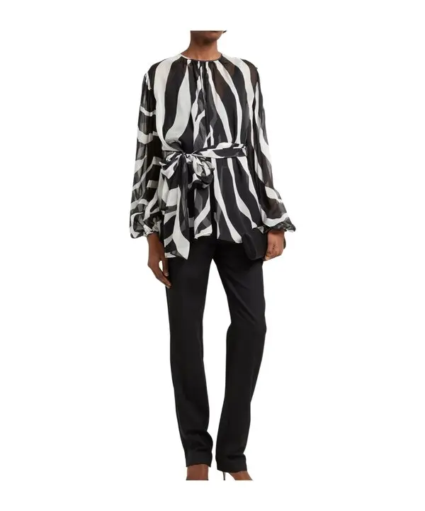 Dolce & Gabbana Zebraprint Chiffon Longsleeve Top