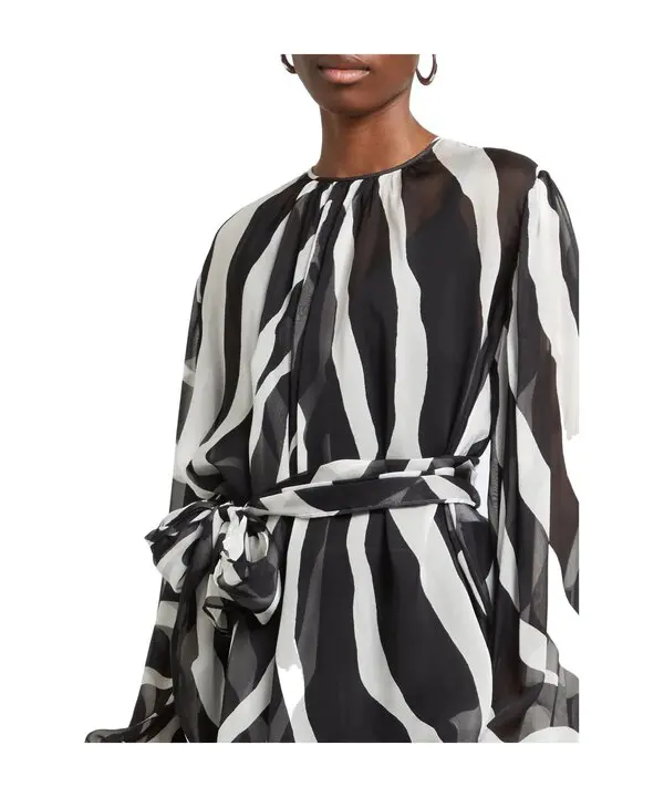 Dolce & Gabbana Zebraprint Chiffon Longsleeve Top