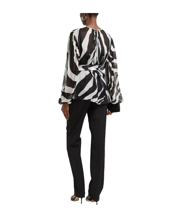 Dolce & Gabbana Zebraprint Chiffon Longsleeve Top