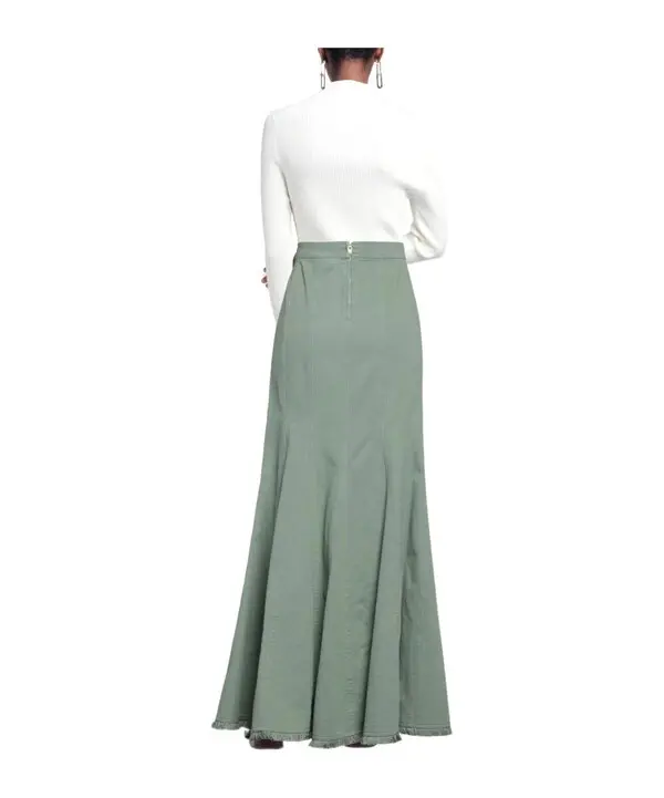 Max Mara Solid-colored Denim A-line Skirt
