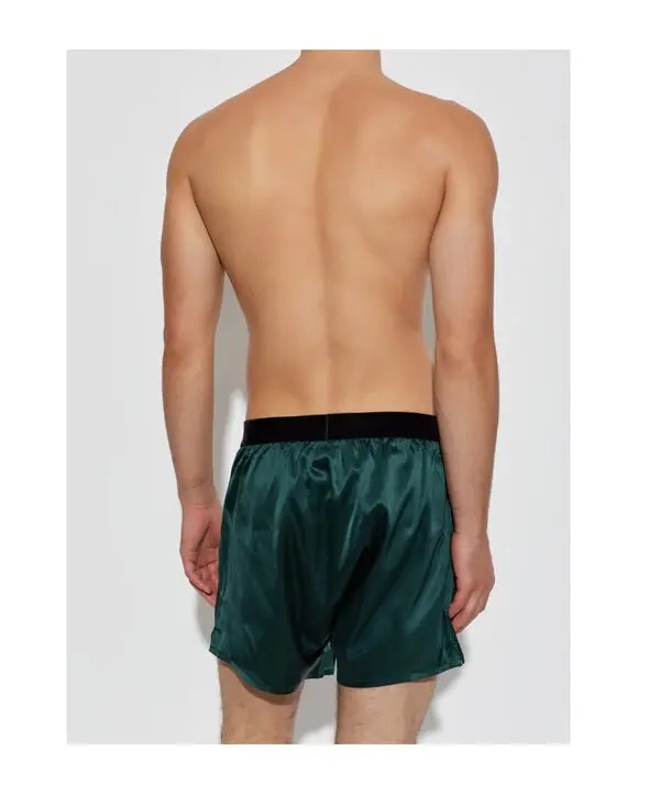 TOM FORD Logo-waistband Silk Boxer Shorts - Green