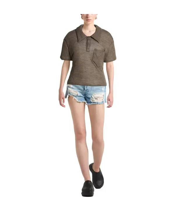 MAISON MARGIELA Solid-color Wool Short-sleeve Knit Shirt