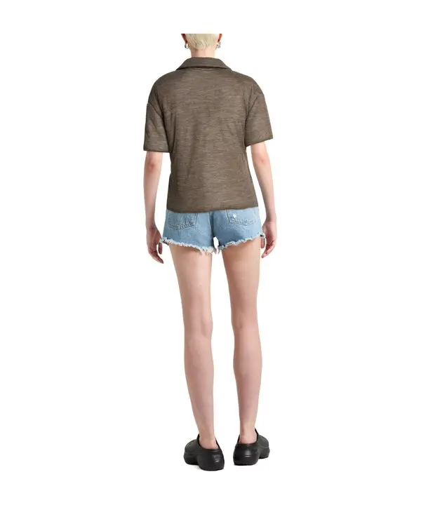 MAISON MARGIELA Solid-color Wool Short-sleeve Knit Shirt